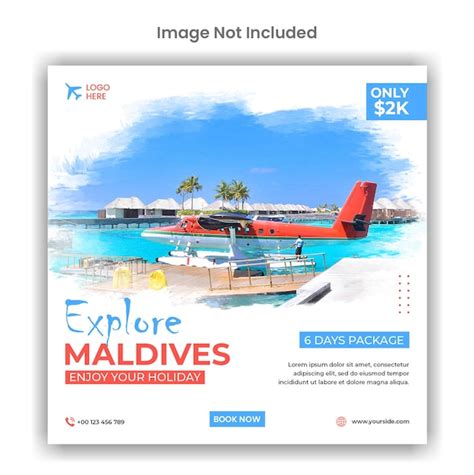 몰디브 여행사 소셜 미디어 또는 인스타그램 포스트 템플릿 디자인 살펴보기 프리미엄 Psd 파일