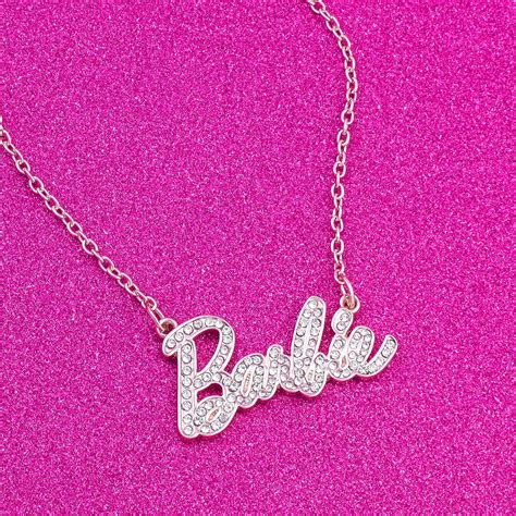 Barbie Crystal Script Logo Necklace Rose Gold Bigamart
