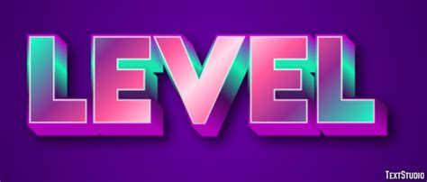 Level Purple Green And Pink 3d Text Effect Generator