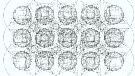 Symmetric Grid Of Circles And Squares In A Line Art Drawing On White