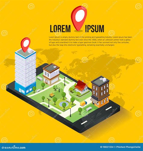 3d Isometric Mobile Gps Navigation Concept Stock Illustration Illustration Of Airplane