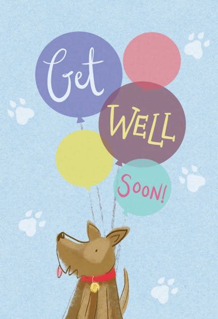 Dog And Balloons Get Well Soon Card Greetings Island