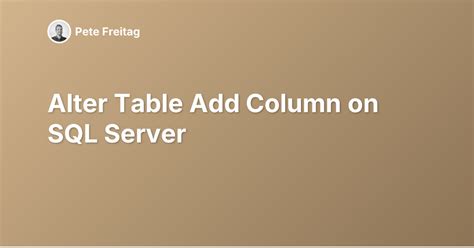 Alter Table Add Column On Sql Server