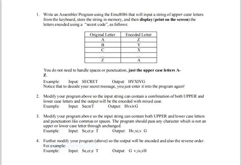 Solved 1 Write An Assembler Program Using The Emu8086 That