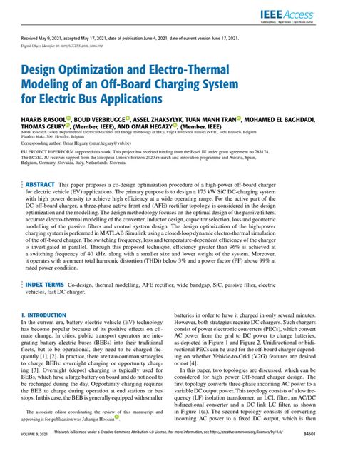 Design Optimization And Electro Thermal Modeling Of An Off Board Charging System For Electric