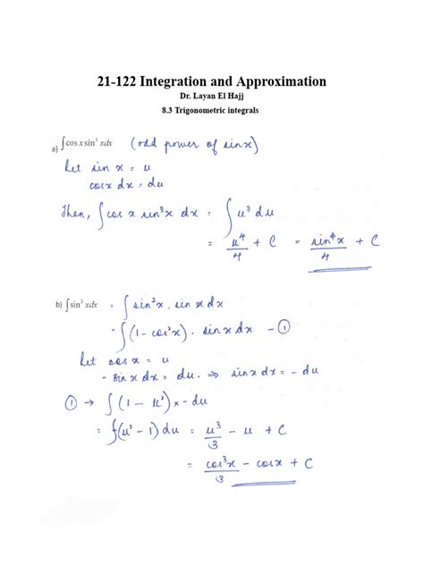 8 3trigonometric Integrals Solution Pdf Calculus Mathematical Concepts
