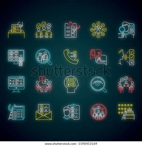 Survey Methods Neon Light Icons Set Stock Vector Royalty Free 1590453169 Shutterstock