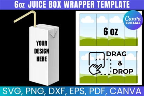 6oz Juice Box Wrapper Template Graphic By Gfx Shaown · Creative Fabrica