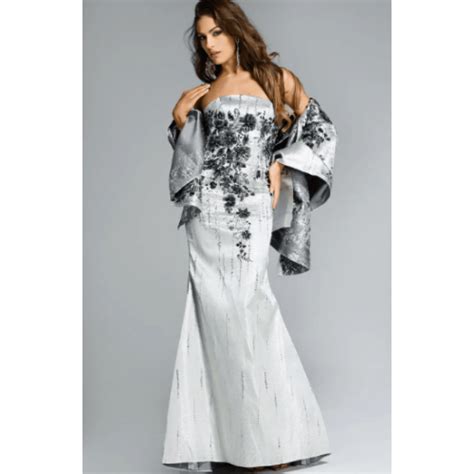 Jovani Elegant Strapless Fit And Flare Gown With Floral Embellishments