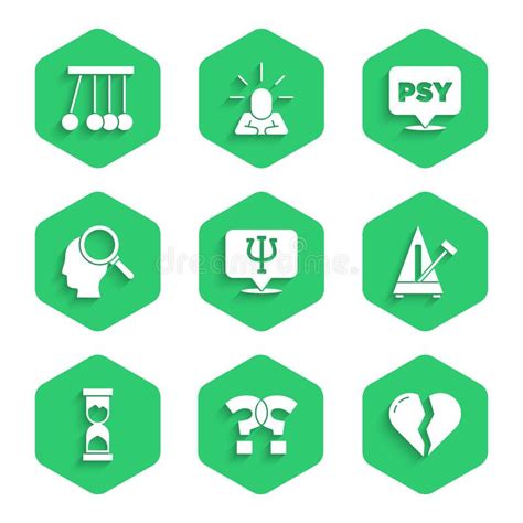 Set Psychology Psi Question Mark Broken Heart Or Divorce Metronome With Pendulum Old