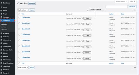 Wordpress Checklist Plugin