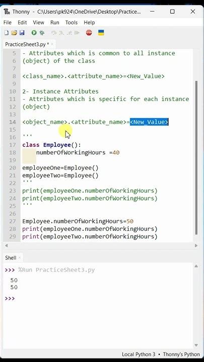 31 Class Attributes Vs Instance Attributes Part 3 Advanced Python Praveen Kumar Youtube