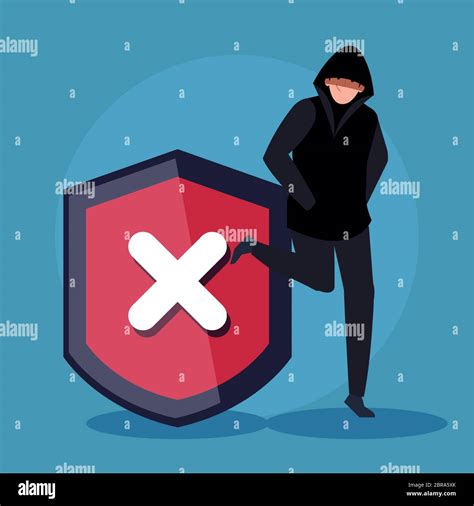 Hacker Person And Shield Icon Stock Vector Image And Art Alamy