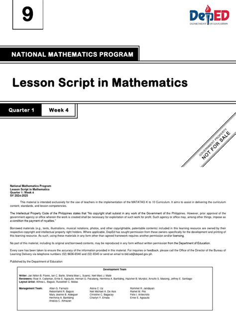 Lesson Script In Mathematics Pdf Function Mathematics Variable