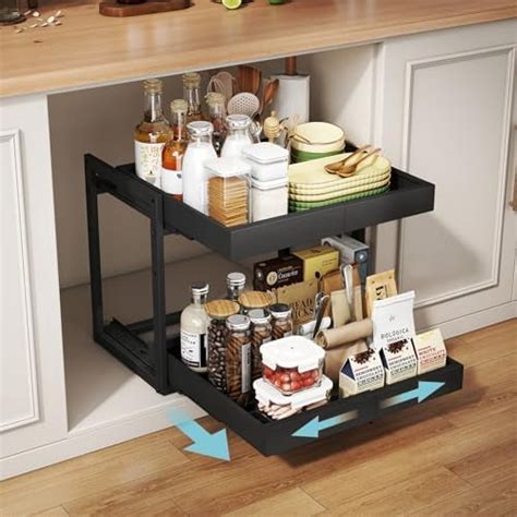 2 Tier Expandable Pull Out Cabinet Organizer Pull Out Drawers For