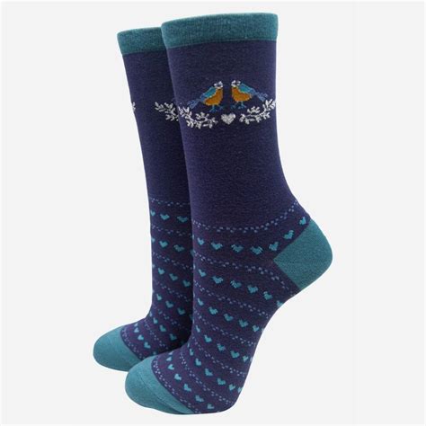 Womens Bamboo Socks Blue Tit Bird By Sock Talk