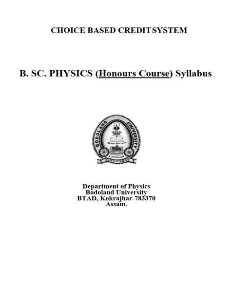 B Sc Physics Honours Cbcs Revised Syllabus Pdf Magnetic Field Waves