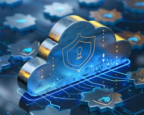 cybersecurity cloud protected by multiple shields premium ai generated image
