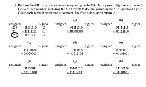Solved Perform The Following Operations In Binary And Give