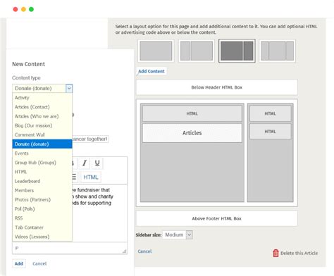 how to create a donation block content button ning 3 help