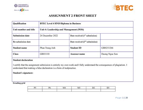 Assignment 2 Front Sheet Auto Recovered Assignment 2 Front Sheet