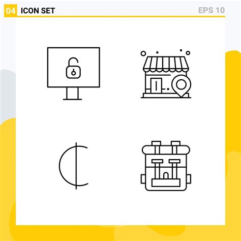 Stock Vector Icon Pack Of 4 Line Signs And Symbols For Computer Back Pack Business Cedis Hobbies