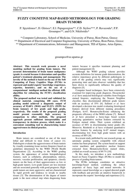 PDF Fuzzy Cognitive Map Based Methodology For Assessing Brain Tumors