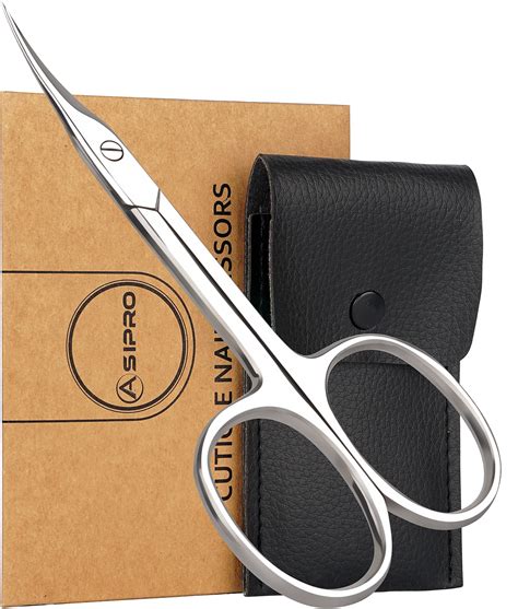 Asipro Cuticle Scissors Extra Fine Curved With Case Manicure Scissors For Women