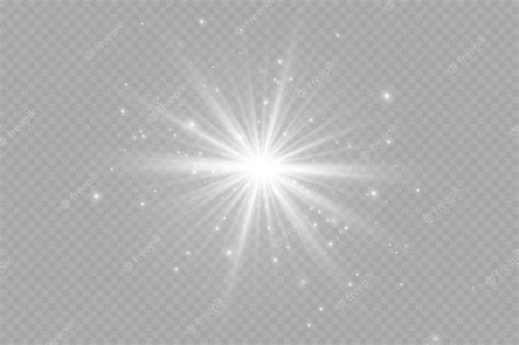 조명 효과 밝은 별 투명한 배경에서 빛이 폭발합니다 밝은 해 프리미엄 벡터