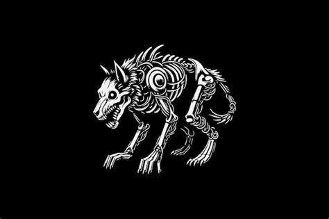 Premium Vector A Black And White Drawing Of A Monster Wolf Skeleton