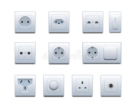 Realistic Switch Or Socket Electric Power Plug Light Toggle Button Plastic Energy Supply