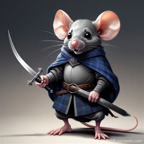 Scottish Sword Wielding Menacing Mouse Stable Diffusion Online