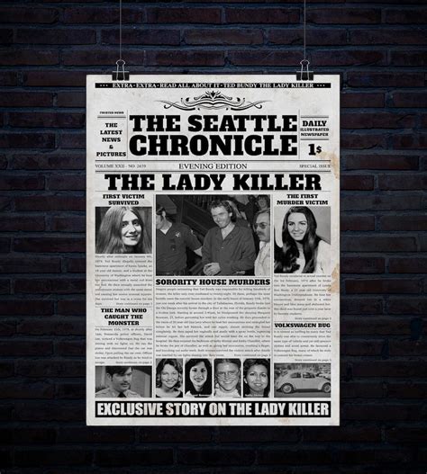 Serial Killer Ted Bundy Newspaper Article 20 Inch X 30 Inch 300dpi