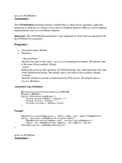 Webmethod And Webparam Pdf Parameter Computer Programming Java