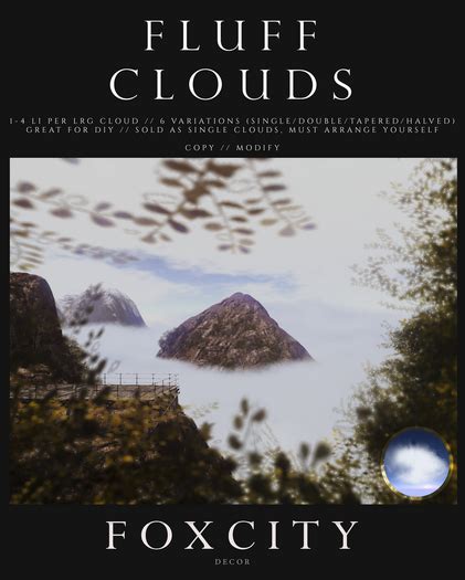 Second Life Marketplace Foxcity Decor Fluff Clouds