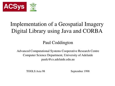 Ppt Implementation Of A Geospatial Imagery Digital Library Using Java