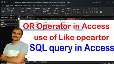 how to use or operator in sql view microsoft access