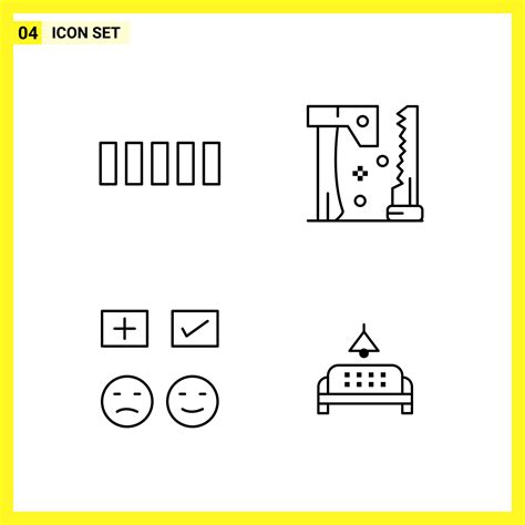 4 Icon Set Simple Line Symbols Outline Sign On White Background For Website Design Mobile