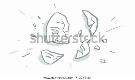 Broken Mask Black White Sketch Drawing Stock Vector Royalty Free
