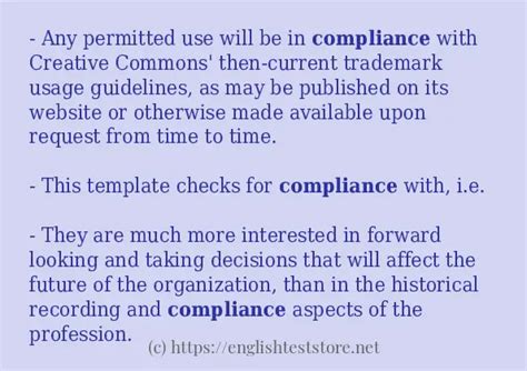 Some Example Sentences Of Compliance Englishteststore Blog