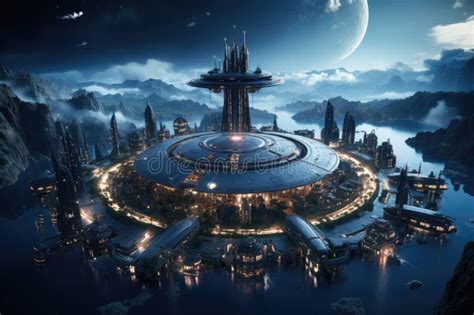 Futuristic Space City 3d Rendering Elements Of This Image Furnished By Nasa A Space Station