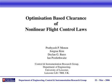 Ppt Optimisation Based Clearance Of Nonlinear Flight Control Laws