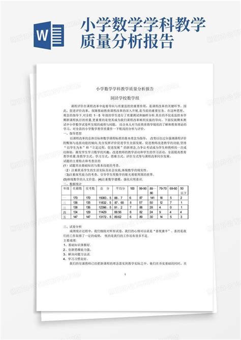 小学数学学科教学质量分析报告Word模板下载 编号lyvwypkz 熊猫办公