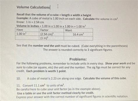 Solved Volume Calculations Recall That The Volume Of A Cube Chegg Com
