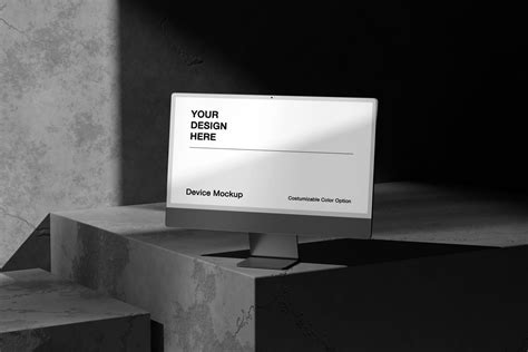 Computer Device Mockup Realistic Scene And Easy To Edit Dark