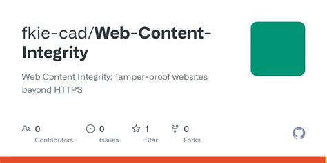 GitHub Fkie Cad Web Content Integrity Web Content Integrity Tamper Proof Websites Beyond HTTPS