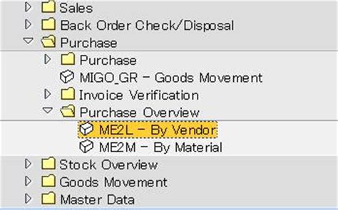 SAP E Mory SAP ME2L Overview Pending PO