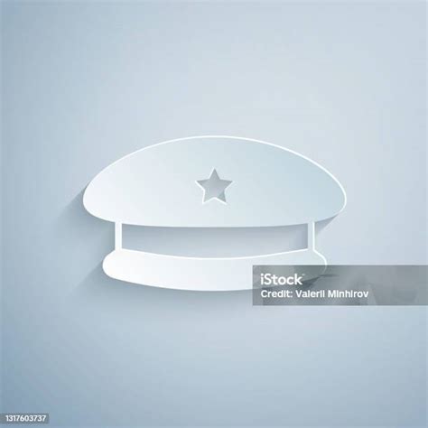 종이 는 회색 배경에 고립 된 군사 베레모 아이콘을 잘라 군인 모자 육군 모자 전쟁 맨트 종이 아트 스타일 벡터 3차원 형태에 대한 스톡 벡터 아트 및 기타 이미지 Istock