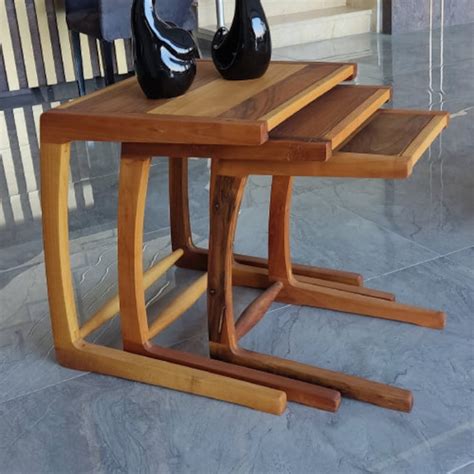 C Shaped Side Table Nesting Tables Set Of 3 Wood C Table Coffee Table Side Table Laptop