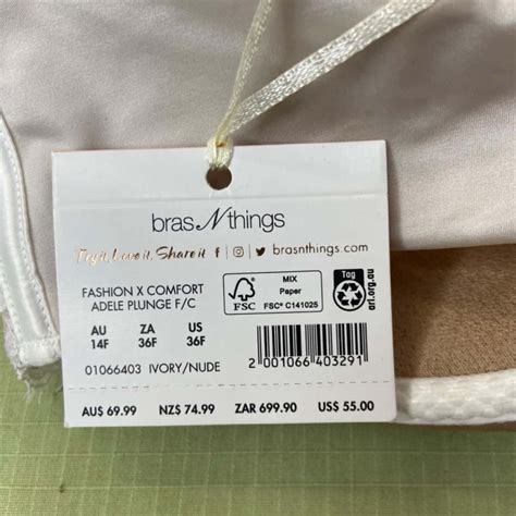 Bnwt Bras N Things Adele Plunge Bra Size 14f Blue White